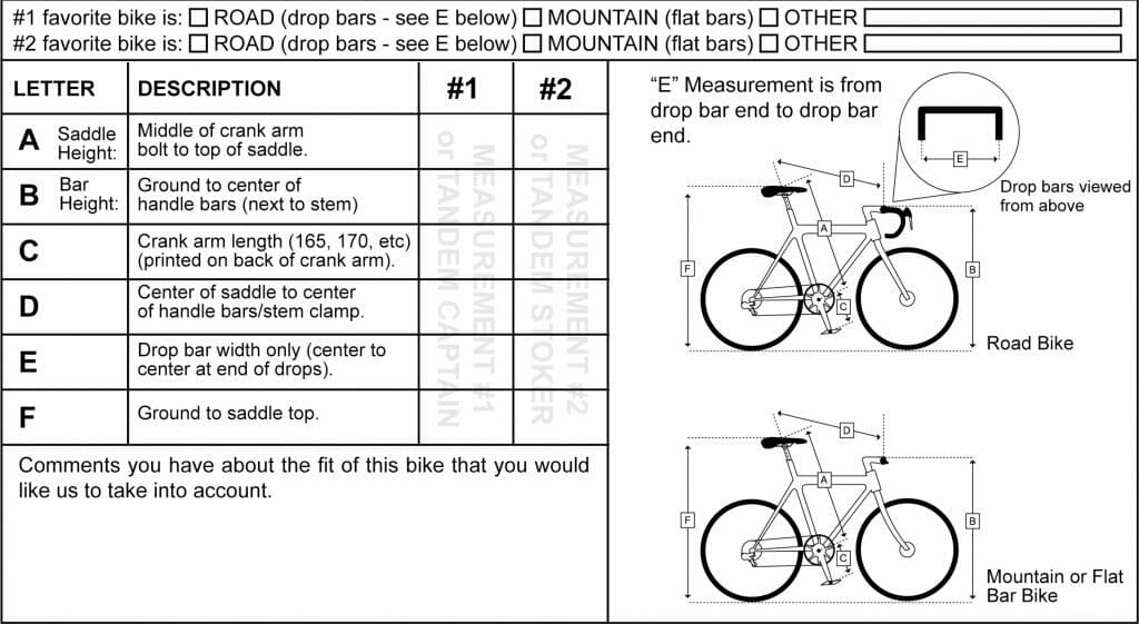 Sizing Form | Bike Friday