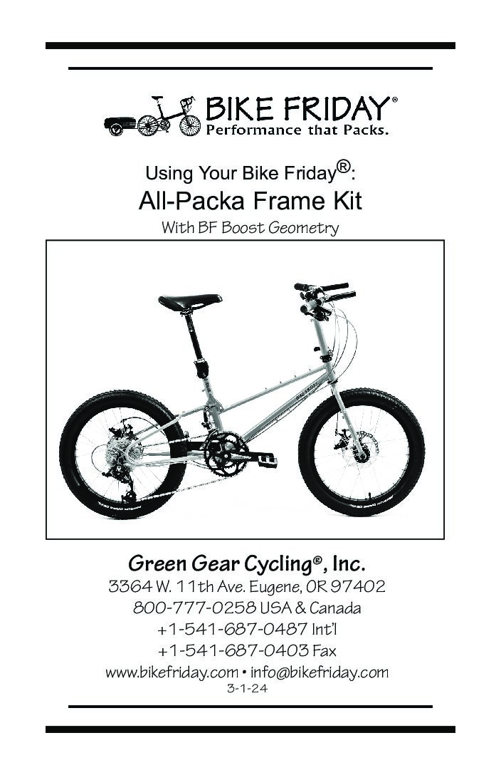 March 2024 All-Packa Frame Kit Manual | Bike Friday